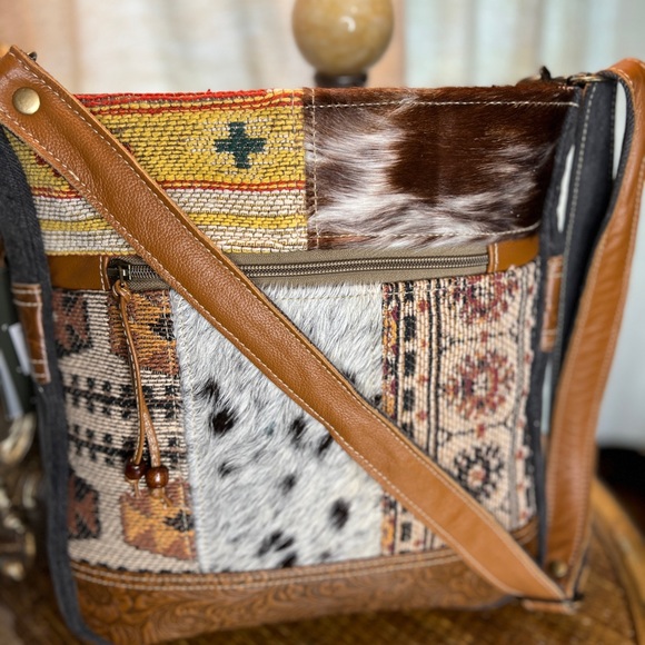 Myra Bag | Bags | Myra Patchwork Leather Real Cowhide Saddle Blanket Tapestry Crossbody Shoulder ...
